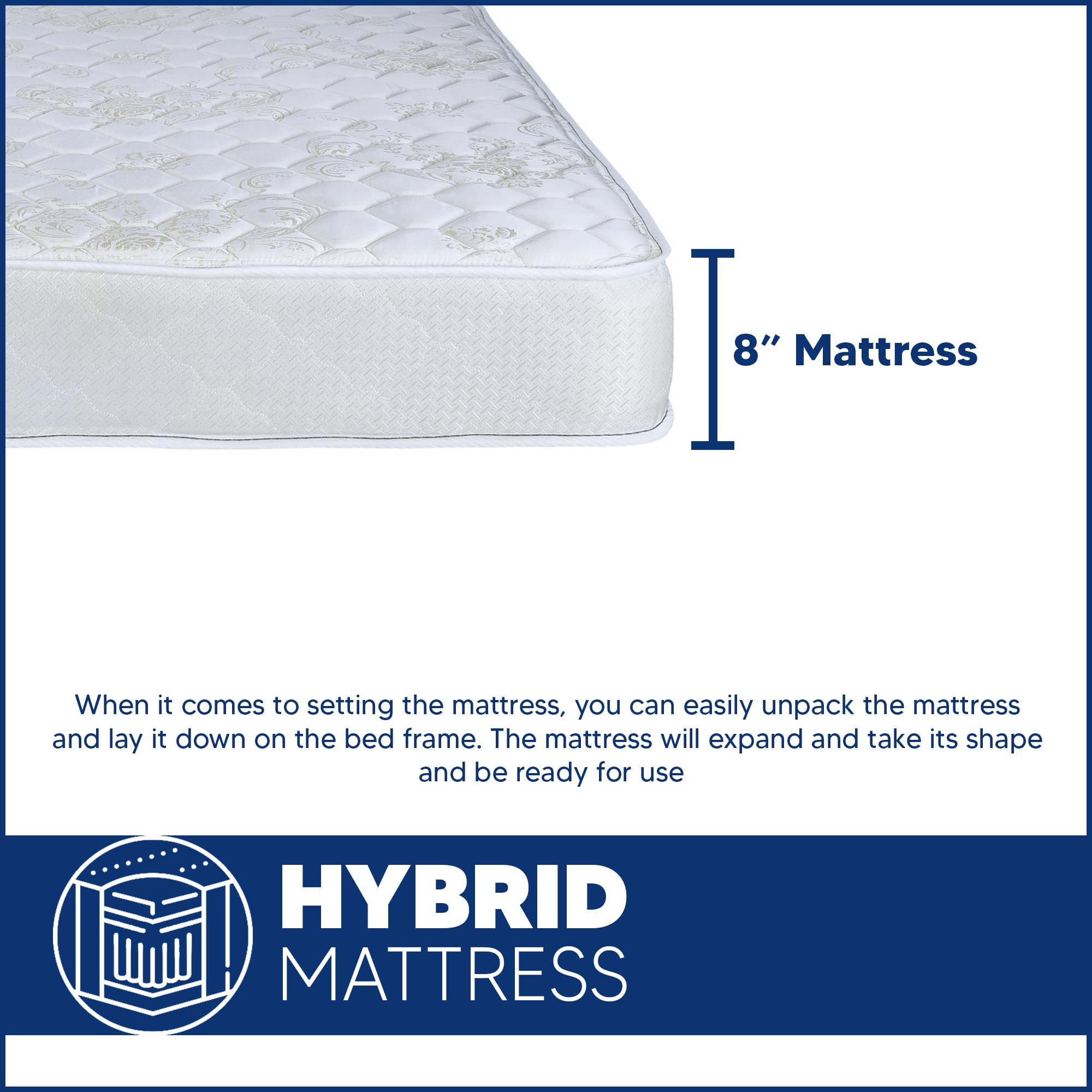 Mattress Solution Gentle Firm Tight top Innerspring Fully Assembled Mattress, Good for The Back, 75" X 48", Classic Collection