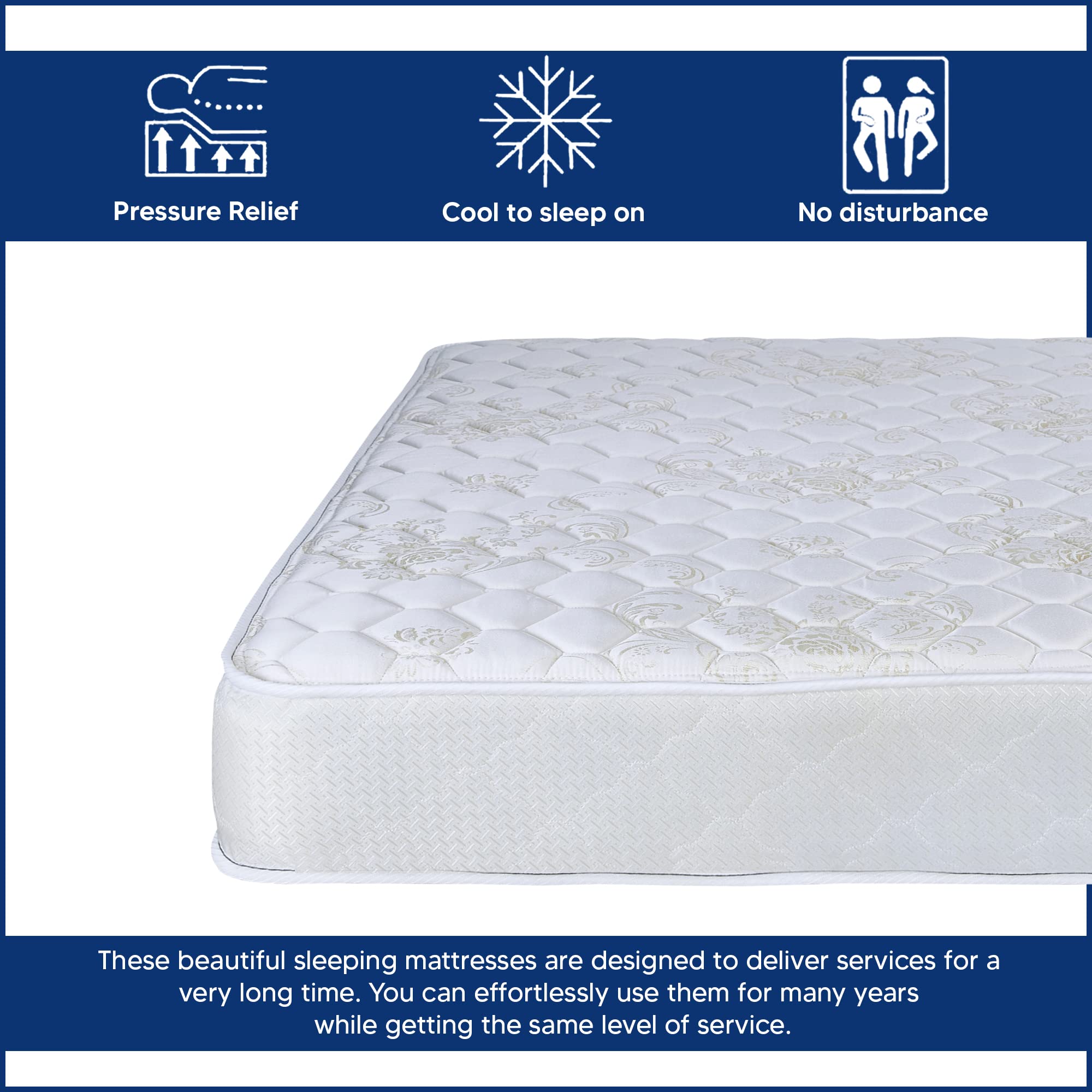 Mattress Solution Gentle Firm Tight top Innerspring Fully Assembled Mattress, Good for The Back, 75" X 48", Classic Collection