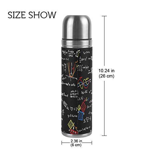 FENNEN Math Formula Double Walled Stainless Steel Thermos Water Bottle Vacuum Cup Insulated Leak Proof Flask Jug for 500ML Coffee Tea Water