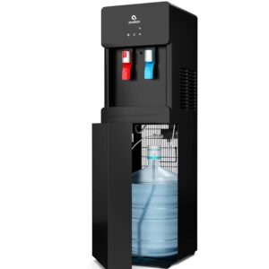 avalon a6blwtrclrblk touchless bottom loading cooler dispenser-hot & cold water, child safety lock, innovative slim design, holds 3 or 5 gallon bottles-ul/energy star approved-black