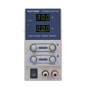 tekpower tp3005n regulated dc variable power supply, 0-30v at 0-5a