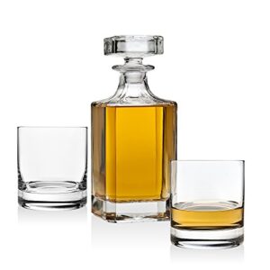 lefonte whiskey decanter set for liquor scotch bourbon or wine, includes 2 old fashioned whisky glasses