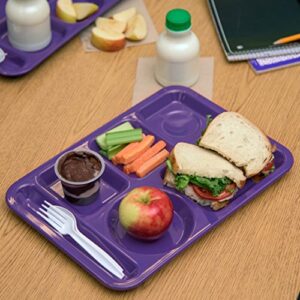 Carlisle FoodService Products Left-Hand Heavyweight 6-Compartment Melamine Tray 10" x 14" - Purple