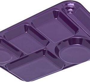 Carlisle FoodService Products Left-Hand Heavyweight 6-Compartment Melamine Tray 10" x 14" - Purple