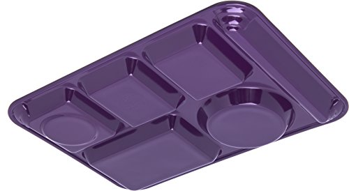 Carlisle FoodService Products Left-Hand Heavyweight 6-Compartment Melamine Tray 10" x 14" - Purple