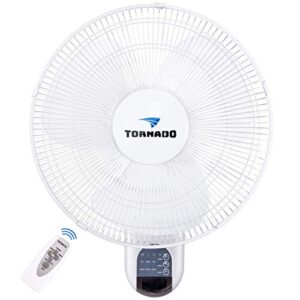 tornado 16 inch oscillating wall mount fan remote control included 3 speed 2650 cfm 6 ft cord ul safety listed