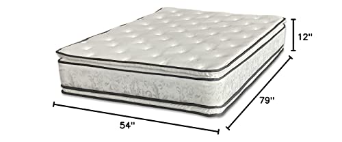 Mattress Solution Medium Plush Double Sided Pillowtop Innerspring Fully Assembled Mattress, Good for The Back, Full XL, Size