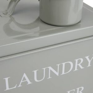 Bloomingville Farmhouse Metal Container with "Laundry Powder" Message, Lid, and Scoop, Grey