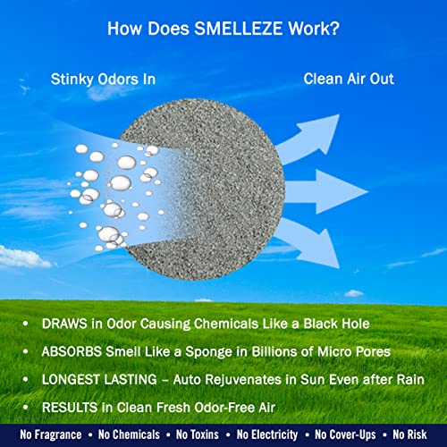 SMELLEZE Natural Chemical Odor Remover Granules: 2 lb. Bottle. Perfect for Floors & Outdoor Chemical Smells