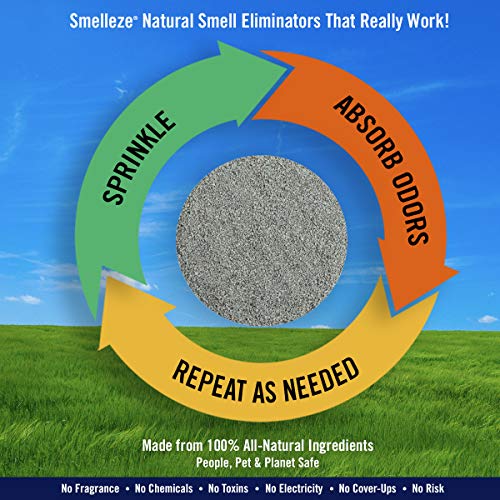 SMELLEZE Natural Chemical Odor Remover Granules: 2 lb. Bottle. Perfect for Floors & Outdoor Chemical Smells