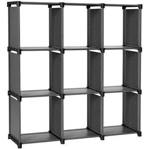 SONGMICS 9-Cube DIY Storage Shelves, Open Bookshelf, Closet Organizer Rack, Non-Woven Fabric Cabinet, Black ULSN45BK