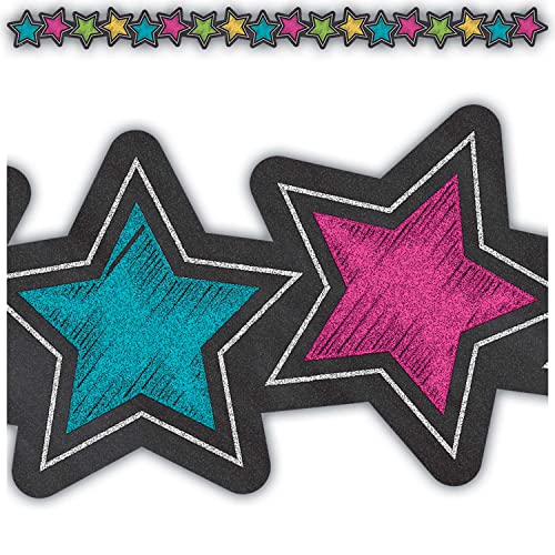 Teacher Created Resources (3569) Chalkboard Brights Stars Die-Cut Border Trim