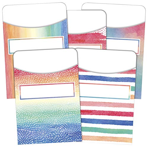 Teacher Created Resources TCR5816 Watercolor Library Pockets - Multi-Pack