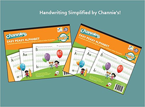 Channie’s Easy Peasy Alphabet Tracing & Writing Pad, Practice Handwriting & Printing Workbook; 2-Pack Contains Total of 160 Pages Front & Back, 80 Sheets, Grades Pre-K - 1st, Size 8.5” x 11”, 2-Pack