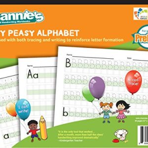 Channie’s Easy Peasy Alphabet Tracing & Writing Pad, Practice Handwriting & Printing Workbook; 2-Pack Contains Total of 160 Pages Front & Back, 80 Sheets, Grades Pre-K - 1st, Size 8.5” x 11”, 2-Pack