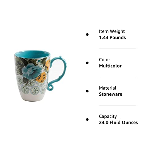 The Pioneer Woman Rose Shadow 24-Ounce Floral Jumbo Latte Mug