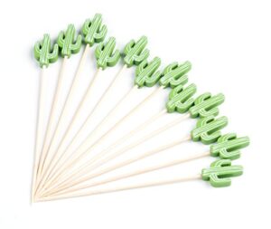 putwo cocktail picks handmade bamboo toothpicks 100pcs 4.7” in green cacti