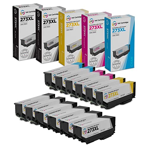 LD Products Remanufactured Ink Cartridge Replacements for Epson 273XL High Yield (4 Black, 2 Cyan, 2 Magenta, 2 Yellow, 2 Photo Black, 12-Pack) for use in XP Expression XP-520, XP-600, XP-610, XP-620