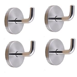 NELXULAS Brushed Stainless Steel Short Single Heavy Duty Wall Mount Hook, Coat Hook, Towel Hook, 4 in Pack