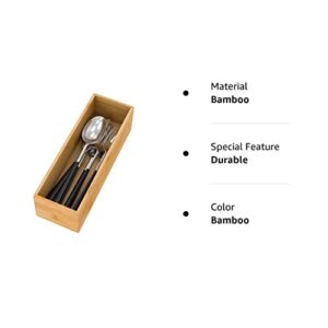 Bamboo Kitchen Drawer Organizer, Wooden Storage Box for Utensil Organizer Silverware Tray Cutlery Holder Flatware Containers - Multi-Use Deep Drawer Dividers Organizer for Bathroom, Jewelry,  9"3"2.5"