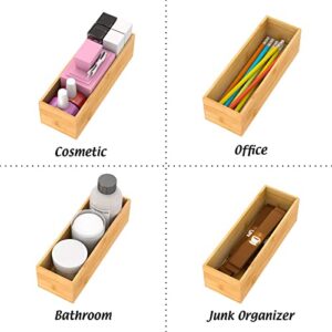 Bamboo Kitchen Drawer Organizer, Wooden Storage Box for Utensil Organizer Silverware Tray Cutlery Holder Flatware Containers - Multi-Use Deep Drawer Dividers Organizer for Bathroom, Jewelry,  9"3"2.5"