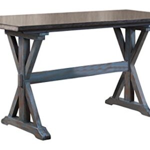 Kings Brand Arland Grey / Blue Wood Counter Height Rectangle Kitchen Dinette Dining Table