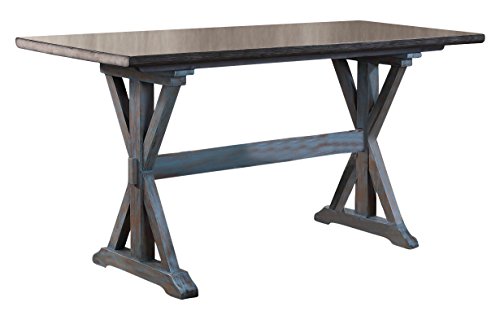 Kings Brand Arland Grey / Blue Wood Counter Height Rectangle Kitchen Dinette Dining Table