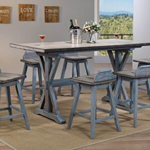 Kings Brand Arland Grey / Blue Wood Counter Height Rectangle Kitchen Dinette Dining Table