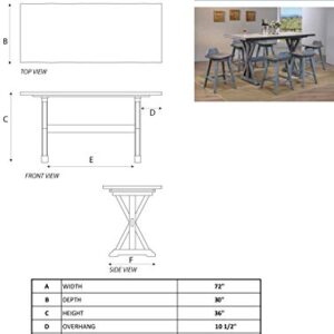 Kings Brand Arland Grey / Blue Wood Counter Height Rectangle Kitchen Dinette Dining Table