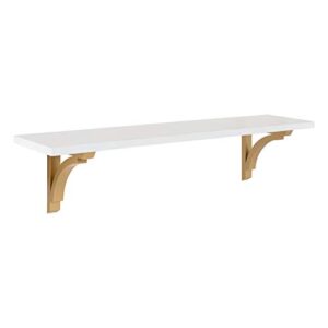 Kate and Laurel Corblynd Traditional Wood Wall Shelf, 36 inches, White with Gold Corbels