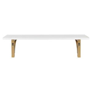 Kate and Laurel Corblynd Traditional Wood Wall Shelf, 36 inches, White with Gold Corbels