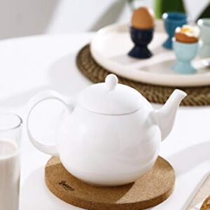 Sweese 220.101 Porcelain Teapot, 40 Ounce Tea Pot - Large Enough for 5 Cups, White