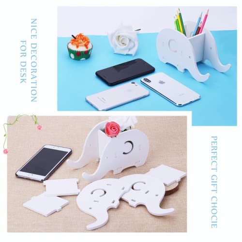 COOLOO Pencil Holder Cell Phone Stand, Cute Elephant Office Accessories Tablet Desk Bracket Compatible, Desk Decoration Multifunctional Stationery Box