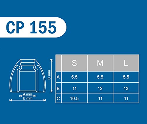 SpinFit CP155 for Wide and Long IEM Nozzle - M - Patented Silicone Eartips for Replacement (2 Pairs) (for Nozzle Diameter from 6-7mm)