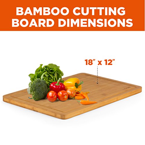 Commercial CHEF Cutting Board by Commercial Chef- Premium Chopping Board- Kitchen Cutlery and Charcuterie Station for Serving Meats, Cheese and Vegetables, Bamboo (Large)