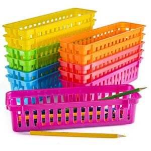 prextex classroom pencil organizer pencil basket or crayon basket, variety colors (12 pack)