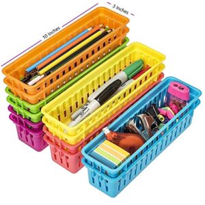 Prextex Classroom Pencil Organizer Pencil Basket or Crayon Basket, Variety Colors (12 pack)