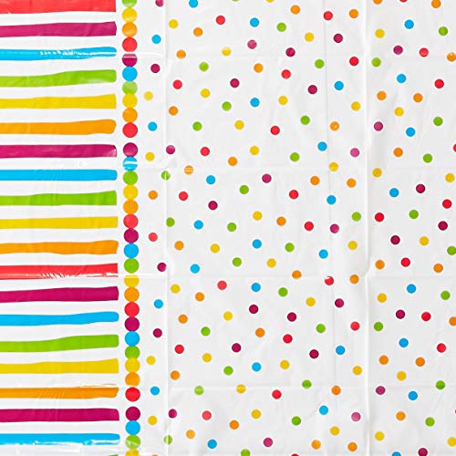 Oojami 4 Pack Polka Dot Plastic Tablecloth, 108 x 54, with White dots (Rainbow)