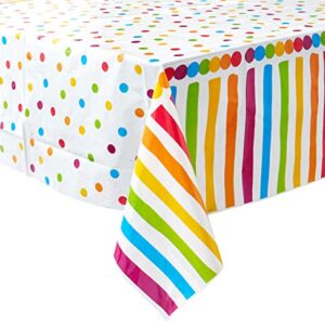 Oojami 4 Pack Polka Dot Plastic Tablecloth, 108 x 54, with White dots (Rainbow)