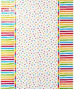 Oojami 4 Pack Polka Dot Plastic Tablecloth, 108 x 54, with White dots (Rainbow)