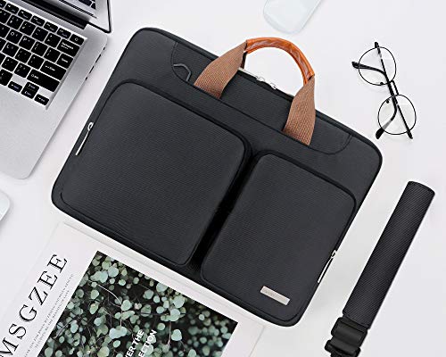 Lacdo 360° Protective Laptop Shoulder Bag Sleeve Case for 13 inch New MacBook Air M2 A2681 M1 A2337 A2179 A1932 | 13" New MacBook Pro M2 M1 A2338 A2251 A2289 A2159 | Surface Book 3 2 Computer, Black