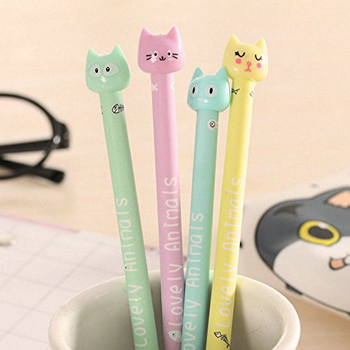 Newaey Cute Kawaii Funny Cartoon Cat Lot Novelty pens Stationery Gel Ink Pen new funny School Stationery Office Supplies (10 PCS)