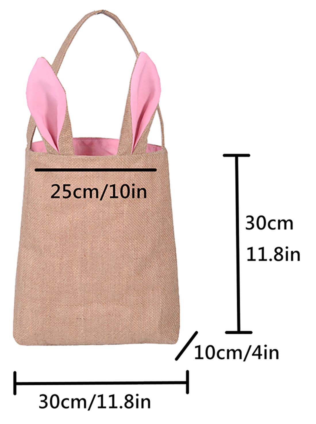 KEFAN 3 Pack Easter Bunny Bags Easter Bunny Baskets Jute Burlap Bunny Ear Tote Bags