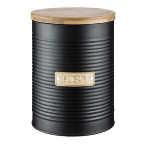 typhoon living otto airtight sugar storage canister with bamboo lid, 1.4 litre, matte black/gold