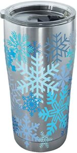 tervis snowflakes stainless steel tumbler with clear lid 20oz, silver