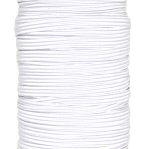 Mandala Crafts Flat Elastic Band, Braided Stretch Strap Cord Roll for Sewing and Crafting; 1/4 inch 6mm 50 Yards White