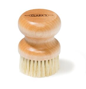 clark's cutting board oil scrub brush - round wood applicator for food grade mineral oil and wax on wooden bamboo, cast iron, and utensils – usa maple construction – kitchen countertops food safe