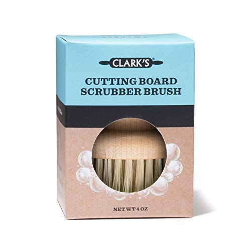 CLARK'S Cutting Board Oil Scrub Brush - Round Wood Applicator for Food Grade Mineral Oil and Wax on Wooden Bamboo, Cast Iron, and Utensils – USA Maple Construction – Kitchen Countertops Food Safe