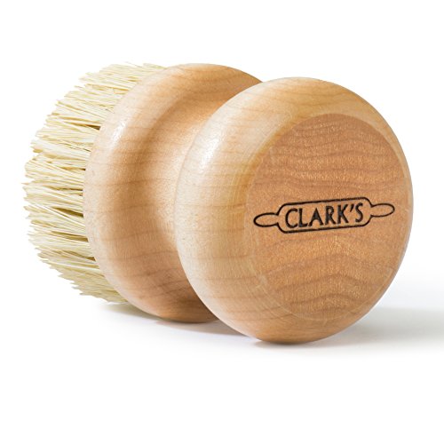 CLARK'S Cutting Board Oil Scrub Brush - Round Wood Applicator for Food Grade Mineral Oil and Wax on Wooden Bamboo, Cast Iron, and Utensils – USA Maple Construction – Kitchen Countertops Food Safe