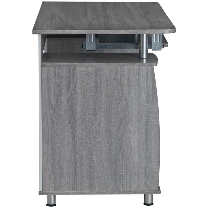 Pemberly Row 48" Wide Home Office Computer Desk in Gray with CPU Storage Cabinet and Hanging File Cabinet, Grey